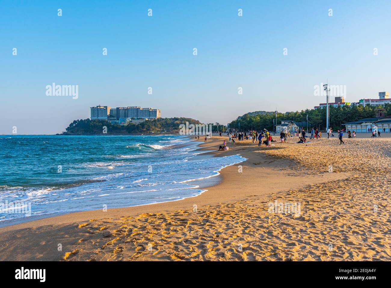 SOKCHO, KOREA, OCTOBER 27, 2019: Sunset view of beach at Sokcho ...