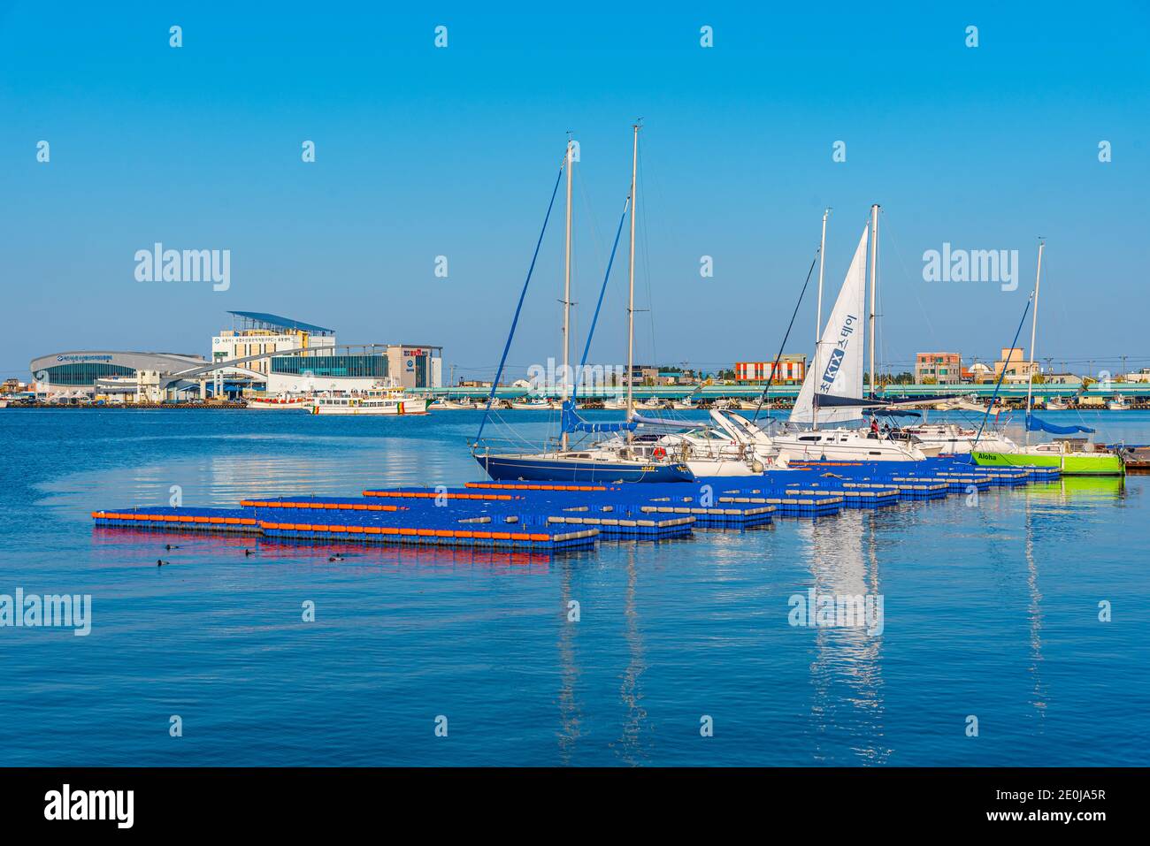 SOKCHO, KOREA, OCTOBER 27, 2019: Marina in Sokcho at Cheongchoho lake ...