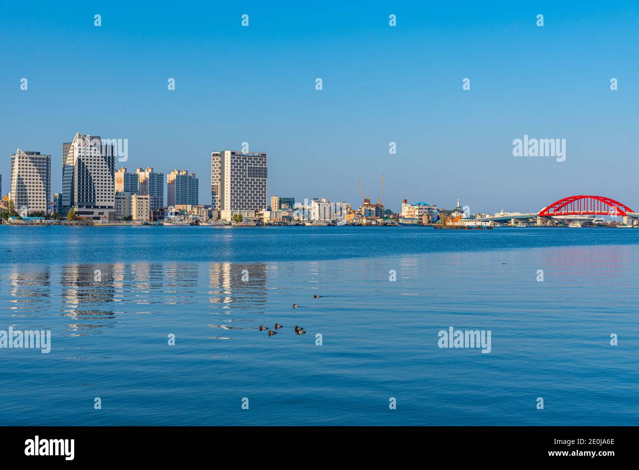 SOKCHO, KOREA, OCTOBER 27, 2019: Cityscape of Sokcho behind Cheongchoho ...
