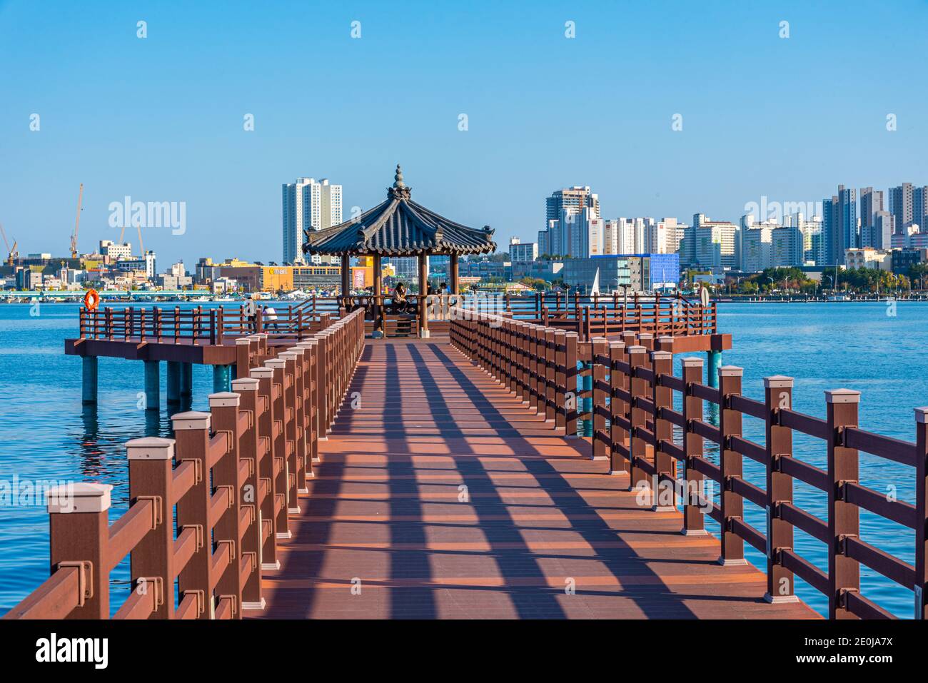 SOKCHO, KOREA, OCTOBER 27, 2019: Pavilion at Cheongchoho lake with view ...