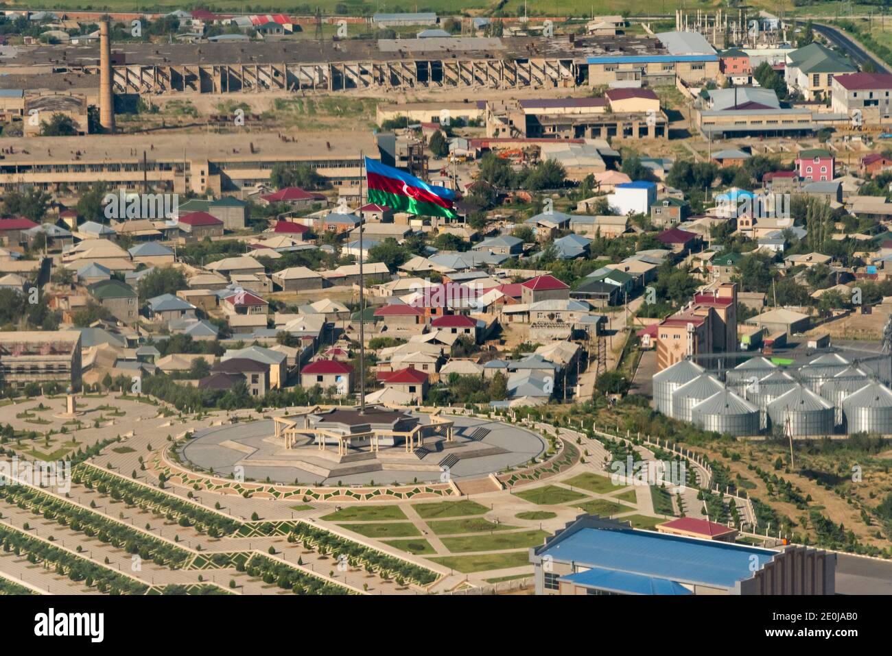 Aerial view of the Square of the National Flag, Nakhchivan, Nakhchivan ...