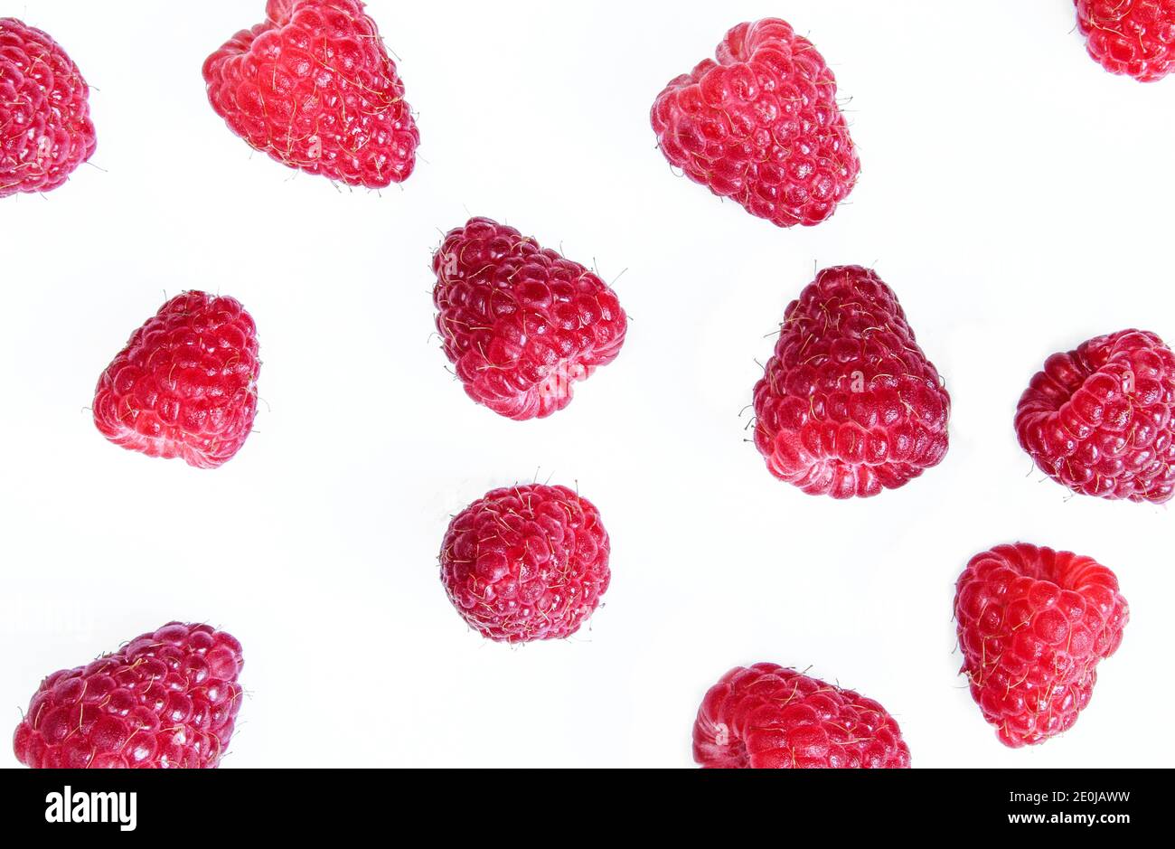 Red raspberries isolated on white background Stock Photo - Alamy