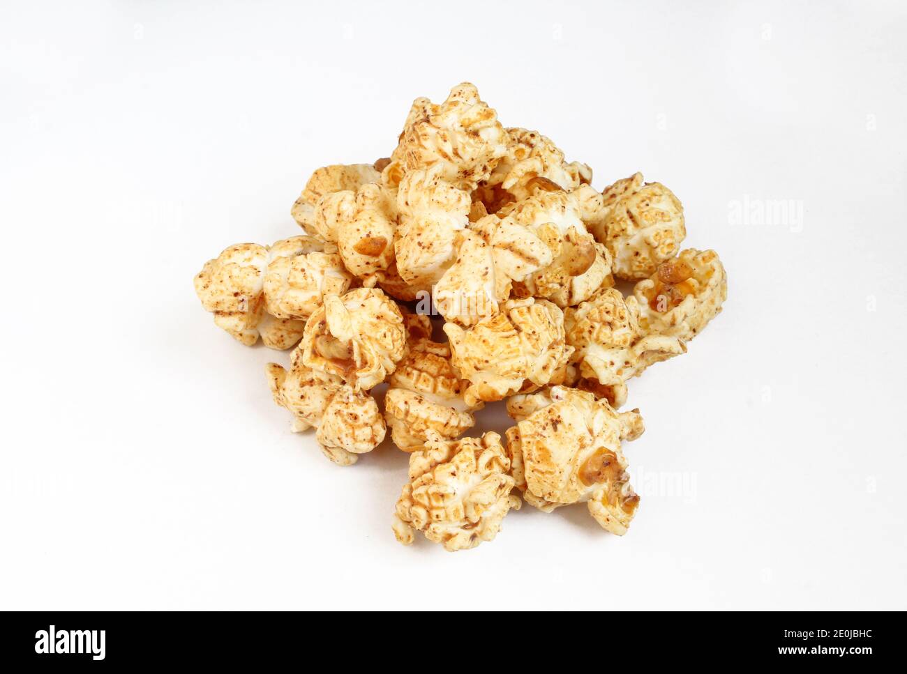 Brown popcorn with peanuts flavor isolated on white background Stock ...