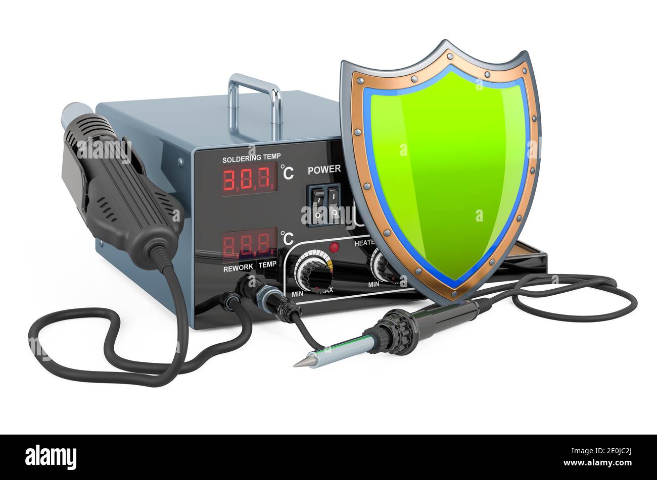 Soldering station with shield, 3D rendering isolated on white ...