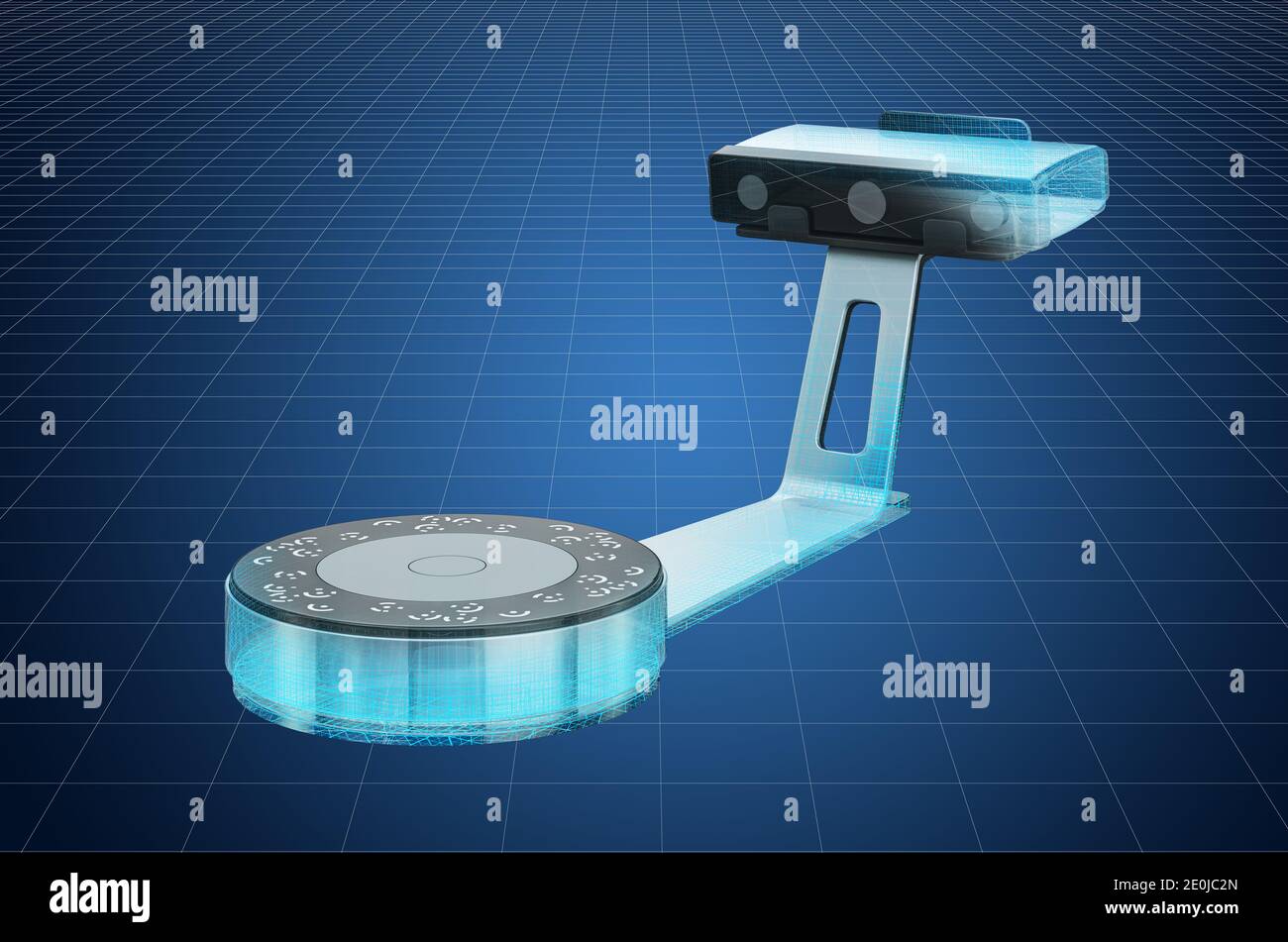 Visualization 3d cad model of 3D scanner, blueprint. 3D rendering Stock ...