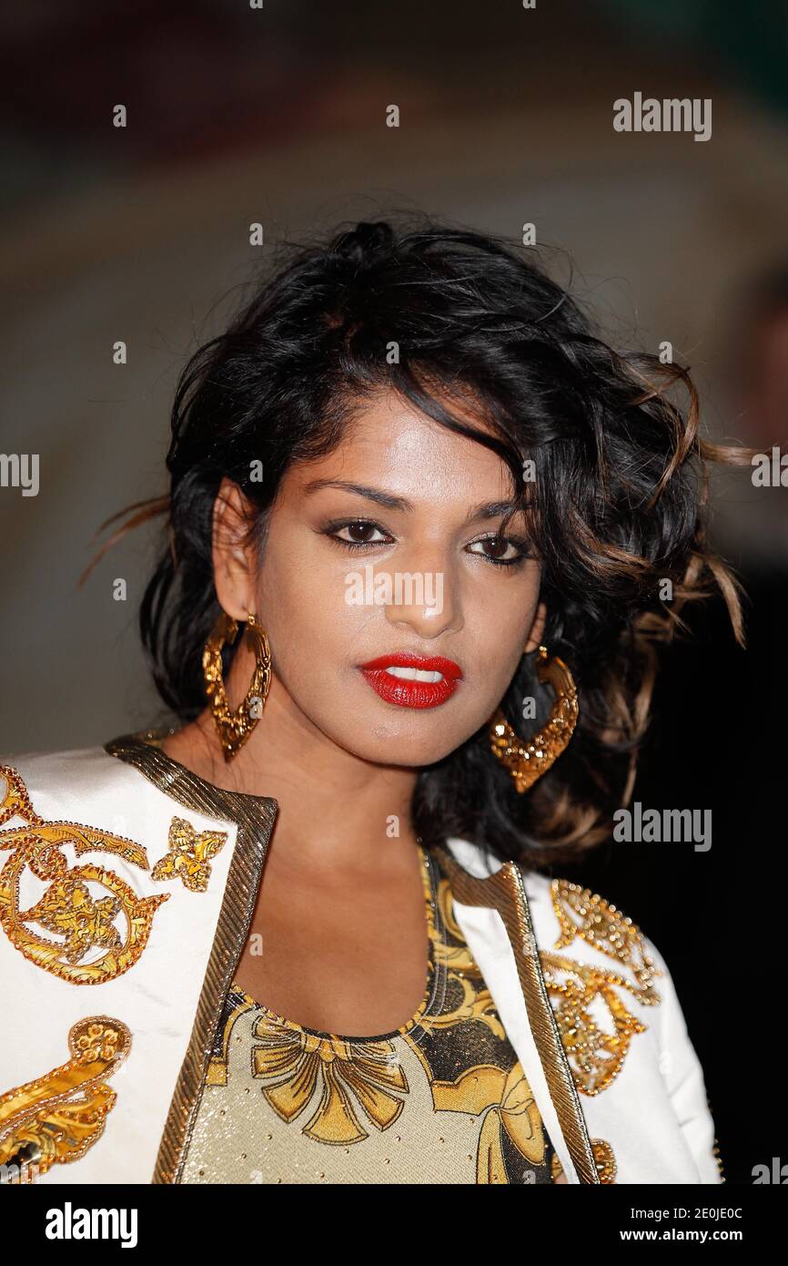 UK singer Mathangi Arulpragasam aka M.I.A. arriving at the Versace show ...