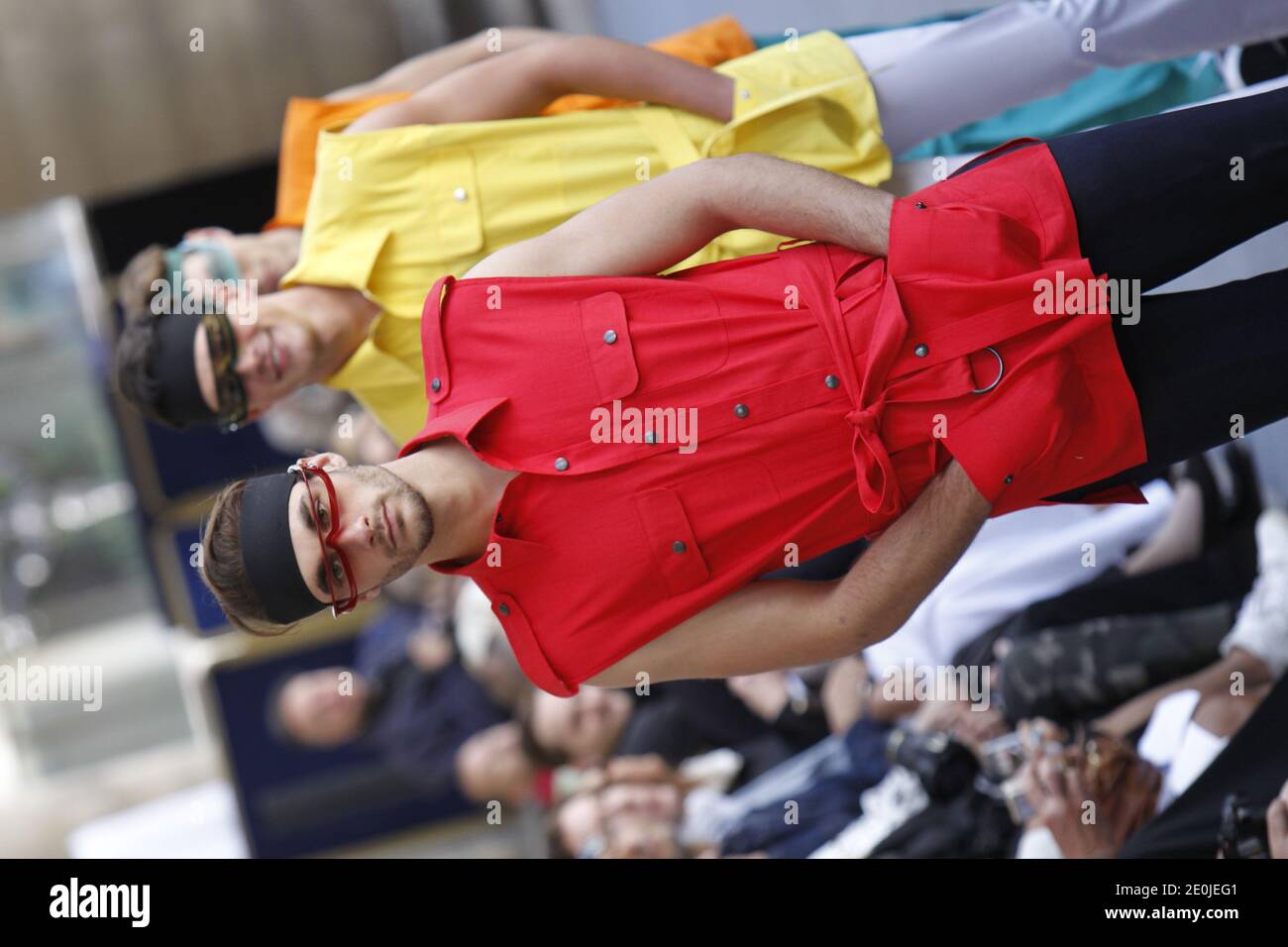 A model displays a creation by Pierre Cardin during the Spring-Summer ...