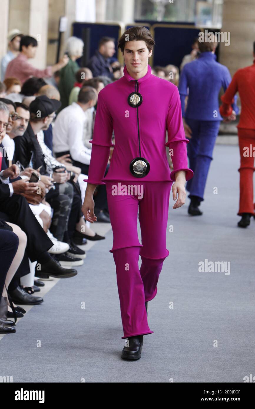 A model displays a creation by Pierre Cardin during the Spring-Summer ...