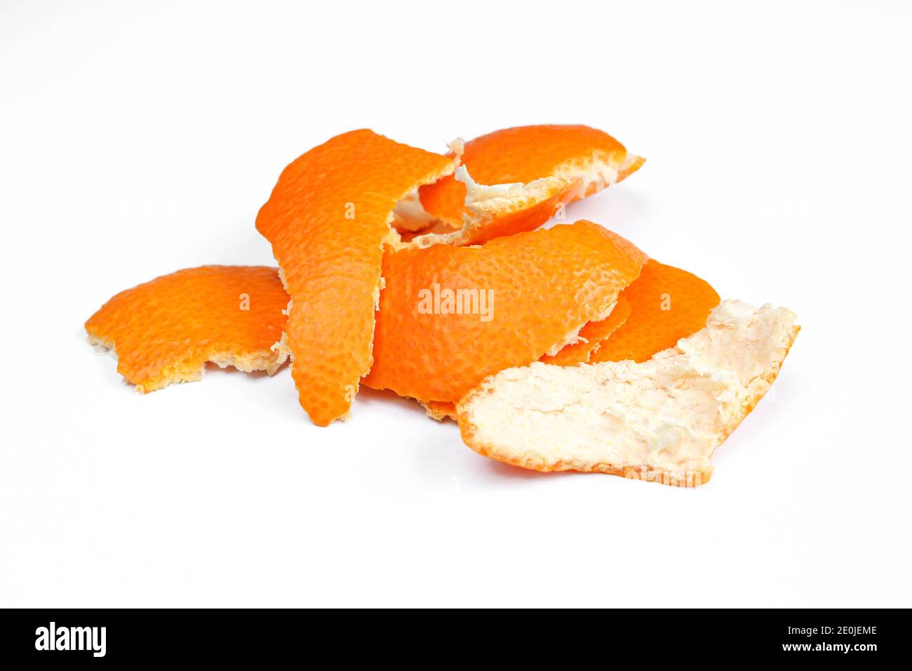 Pile of orange peel isolated on white background. Citrus fruit skin ...