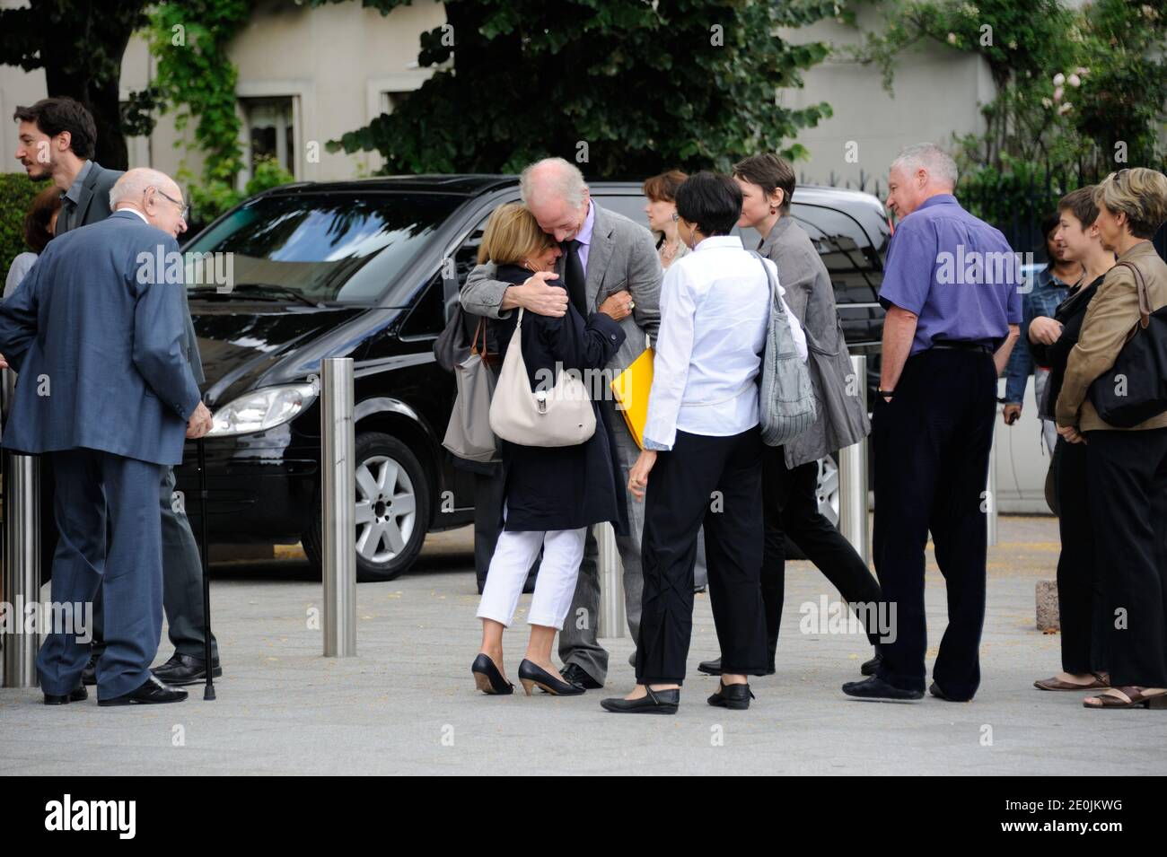 Frederic Chevit attending the funeral ceremony of his father actor ...