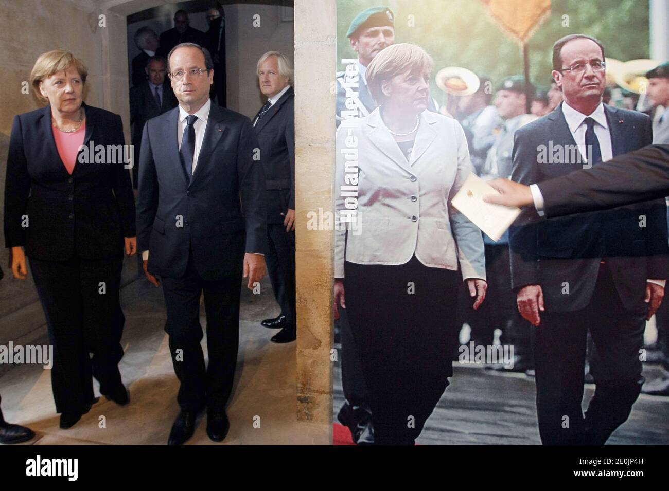 German Chancellor Angela Merkel and French President Francois Hollande ...