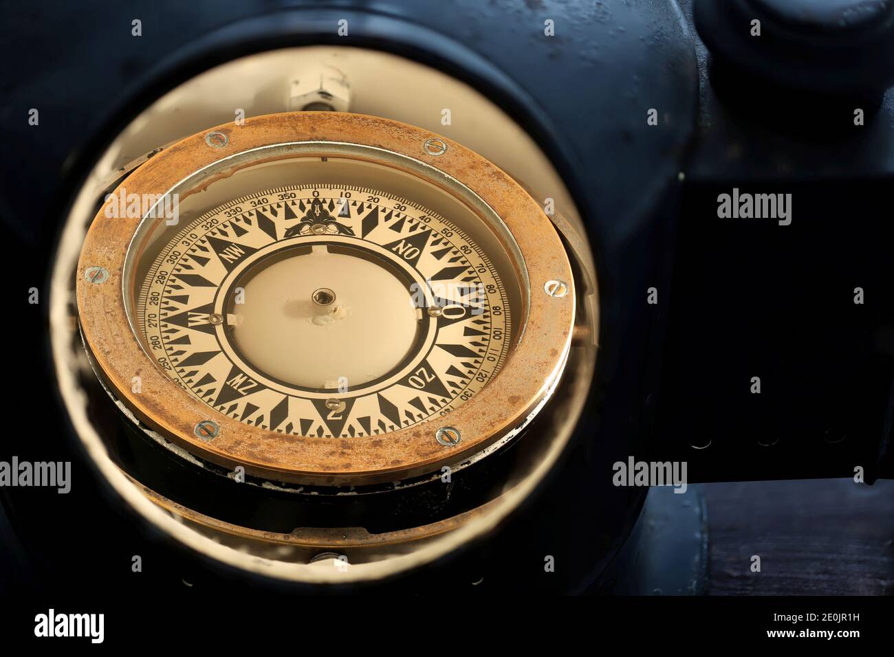 old Dutch gimballed mariner’s compass in illuminated weatherproof ...