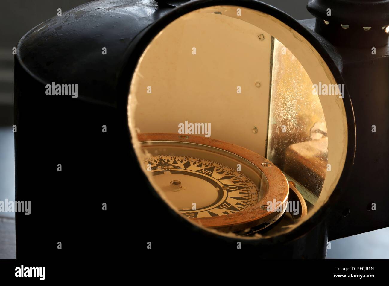 old Dutch gimballed mariner’s compass in illuminated weatherproof ...