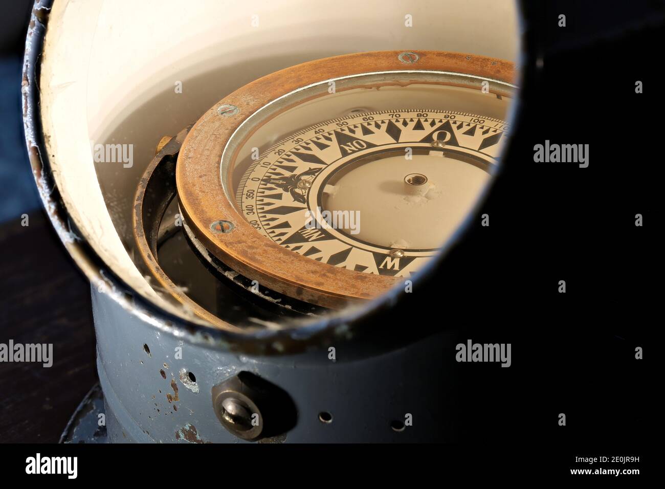 old Dutch gimballed mariner’s compass in illuminated weatherproof ...