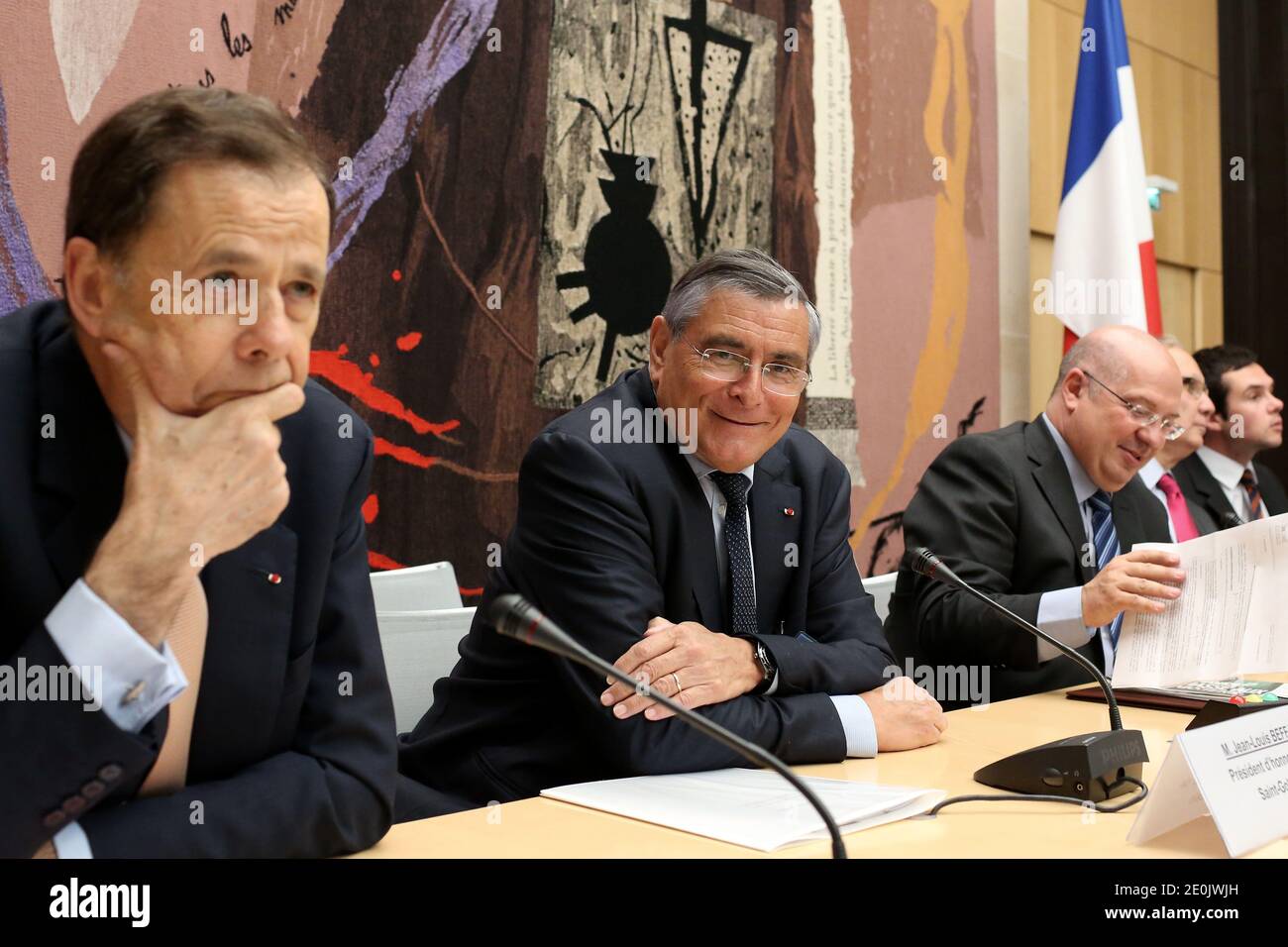 French CEO of Saint-Gobain Jean-Louis Beffa and Honour President of ...