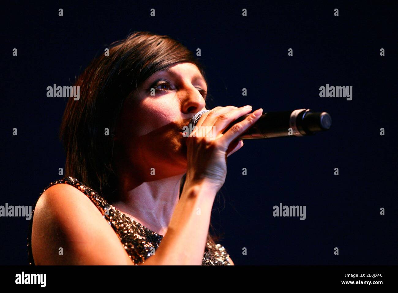 French Singer's Marjorie Orial performs during his live concert at the ...