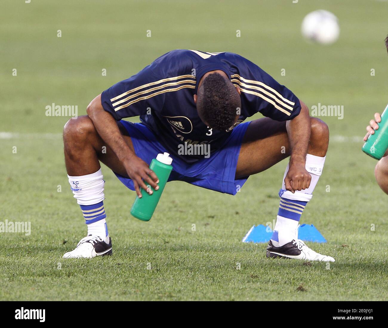 Chelsea FC's palyer Ashley Cole before the first-ever soccer match at ...