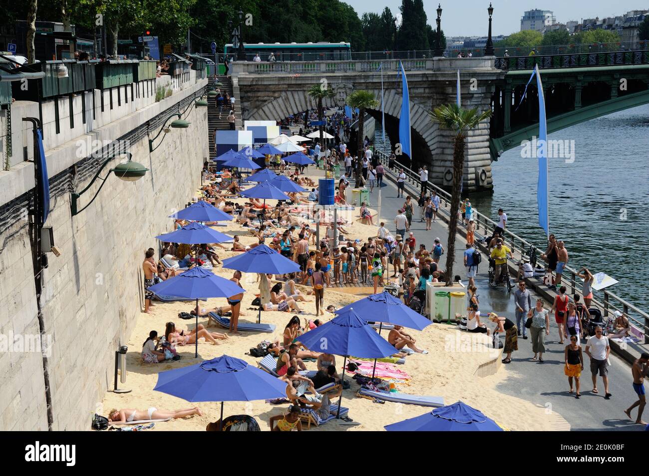General view of Paris Plage on the banks of River Seine in Paris ...
