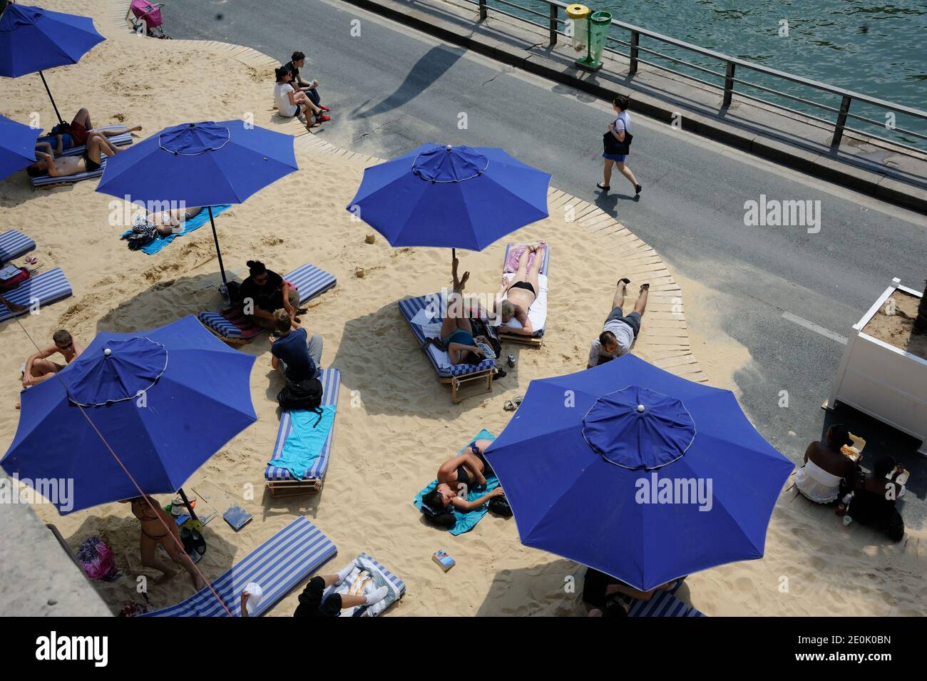 General view of Paris Plage on the banks of River Seine in Paris ...