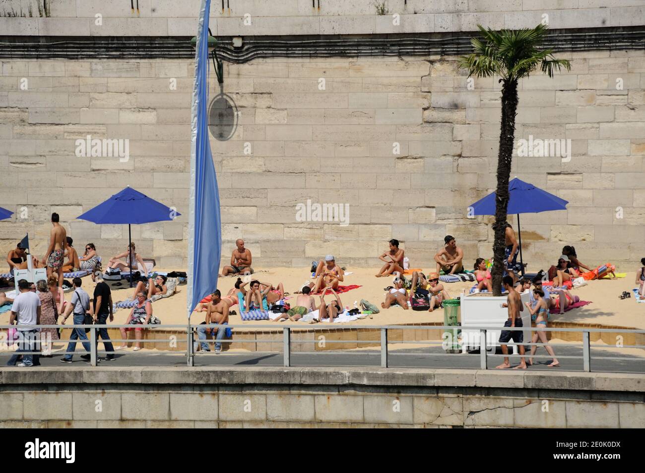 General view of Paris Plage on the banks of River Seine in Paris ...