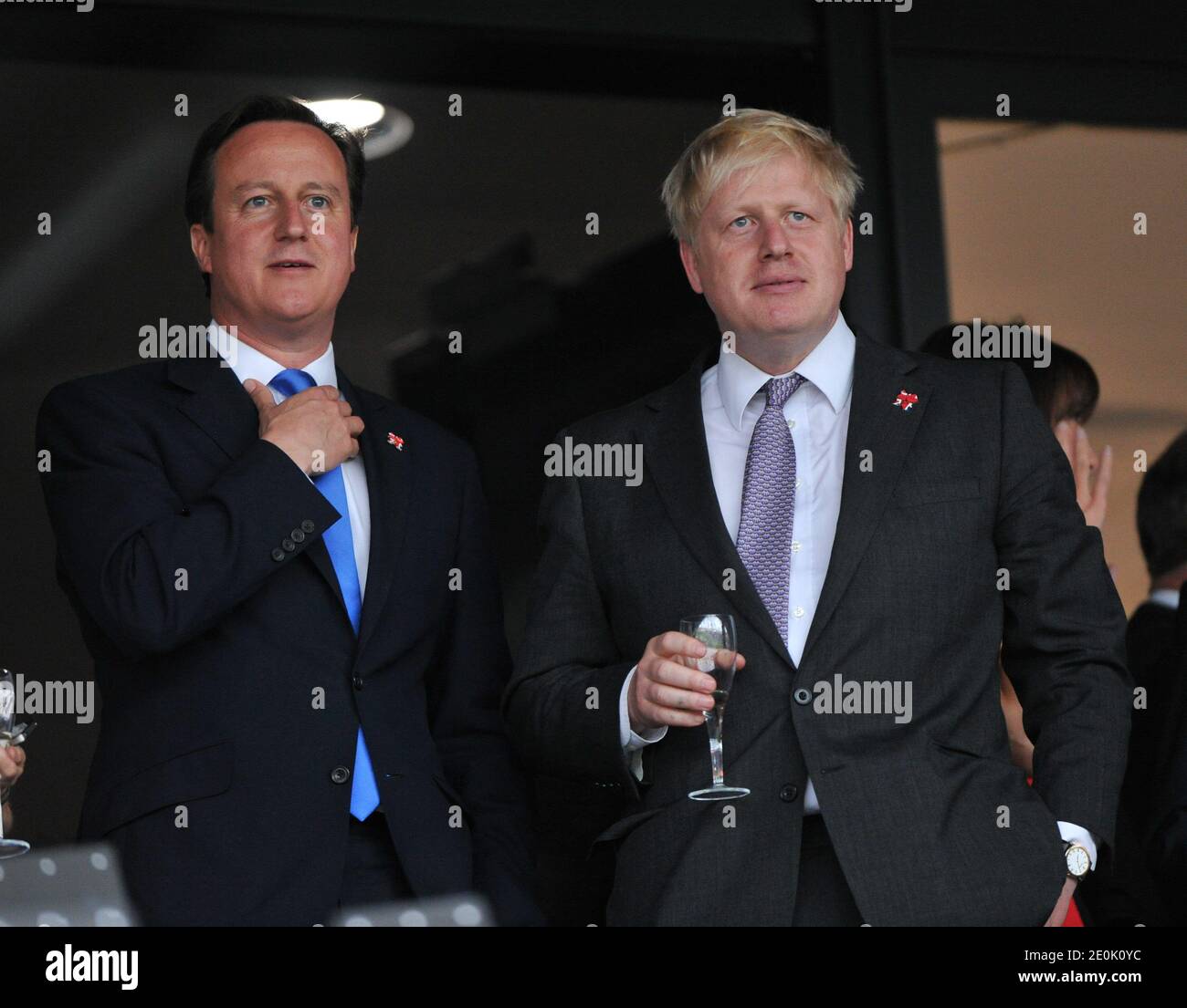Mayor of London Boris Johnson (R) and UK Prime Minister James Cameron ...