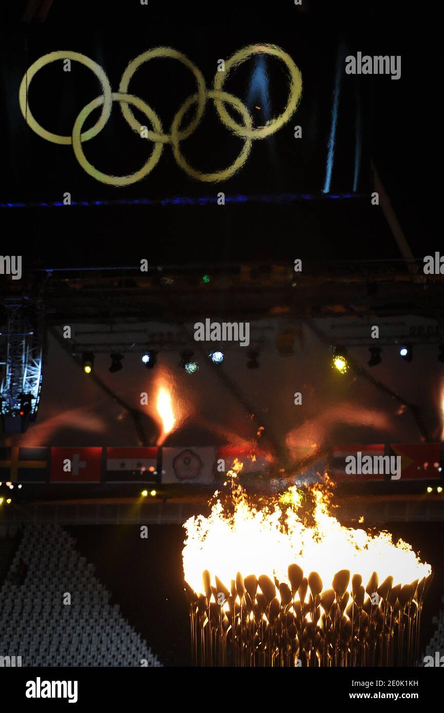 Illustration of the Olympic flame during opening ceremony of the 2012 ...