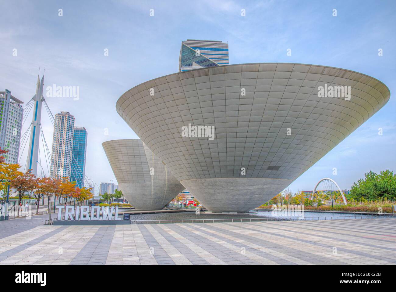 INCHEON, KOREA, OCTOBER 25, 2019: Tri-bowl cultural center at Central ...