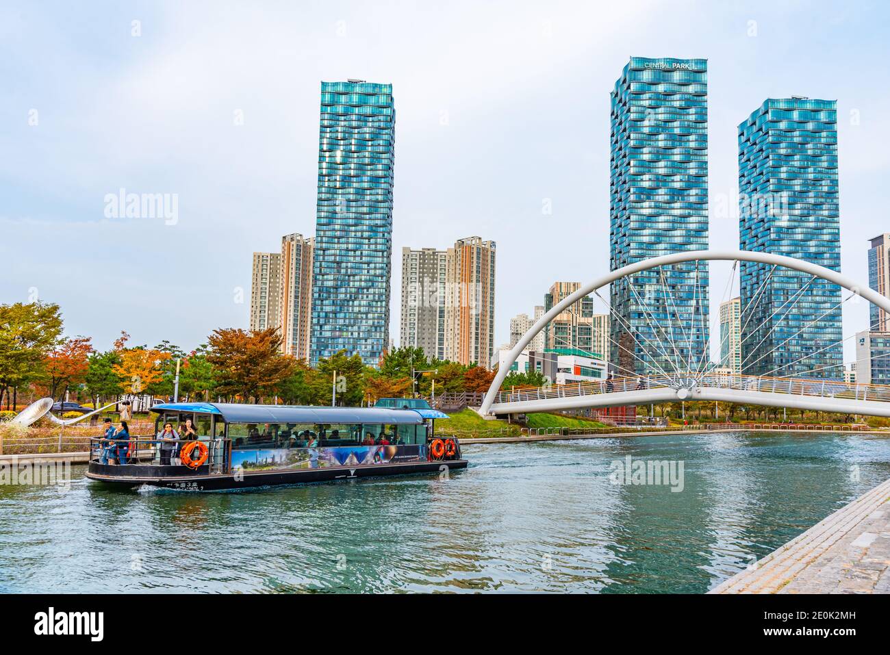 INCHEON, KOREA, OCTOBER 25, 2019: Skyscrapers surrounding Songdo ...