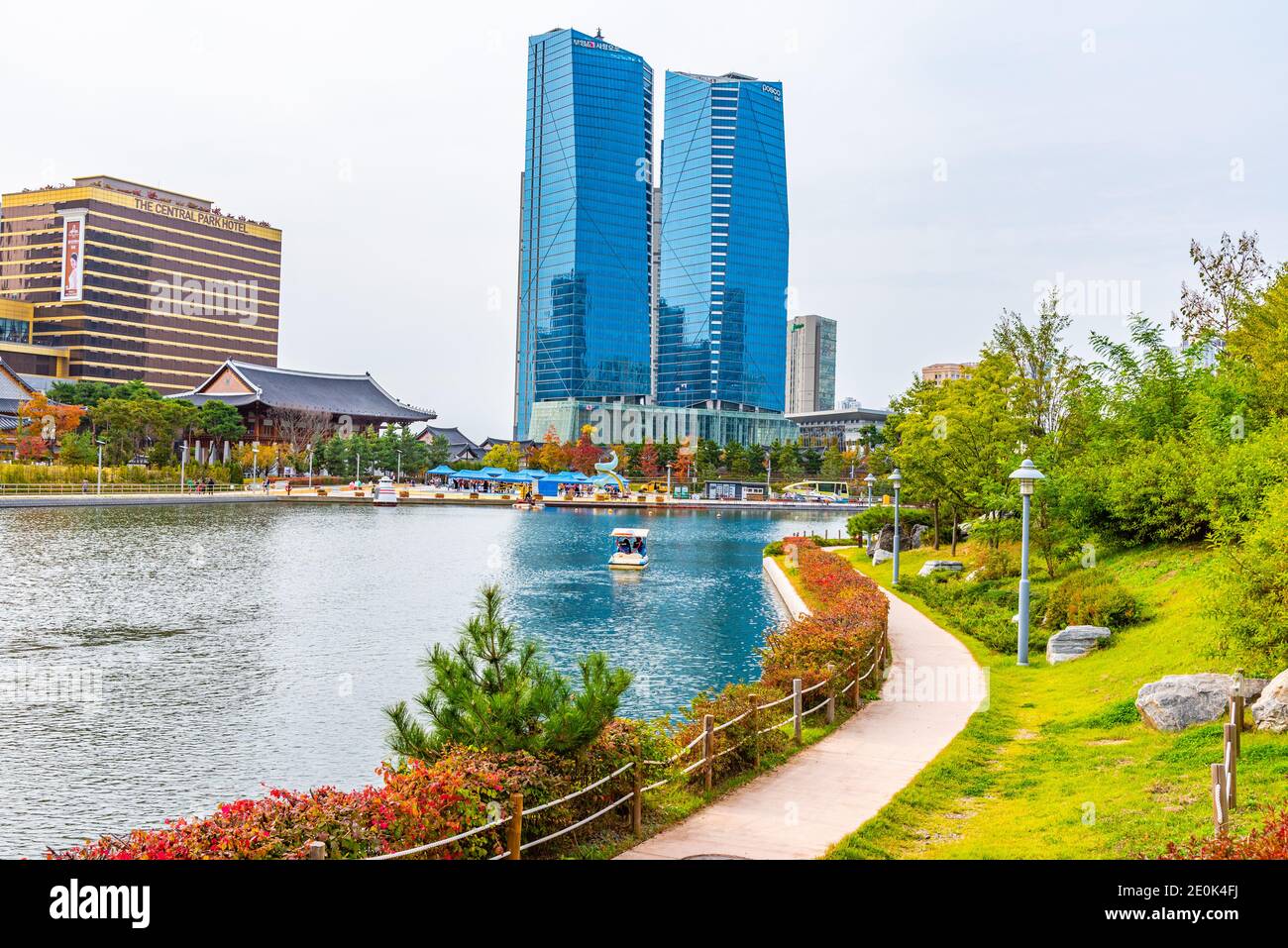 INCHEON, KOREA, OCTOBER 25, 2019: Skyscrapers surrounding Songdo ...