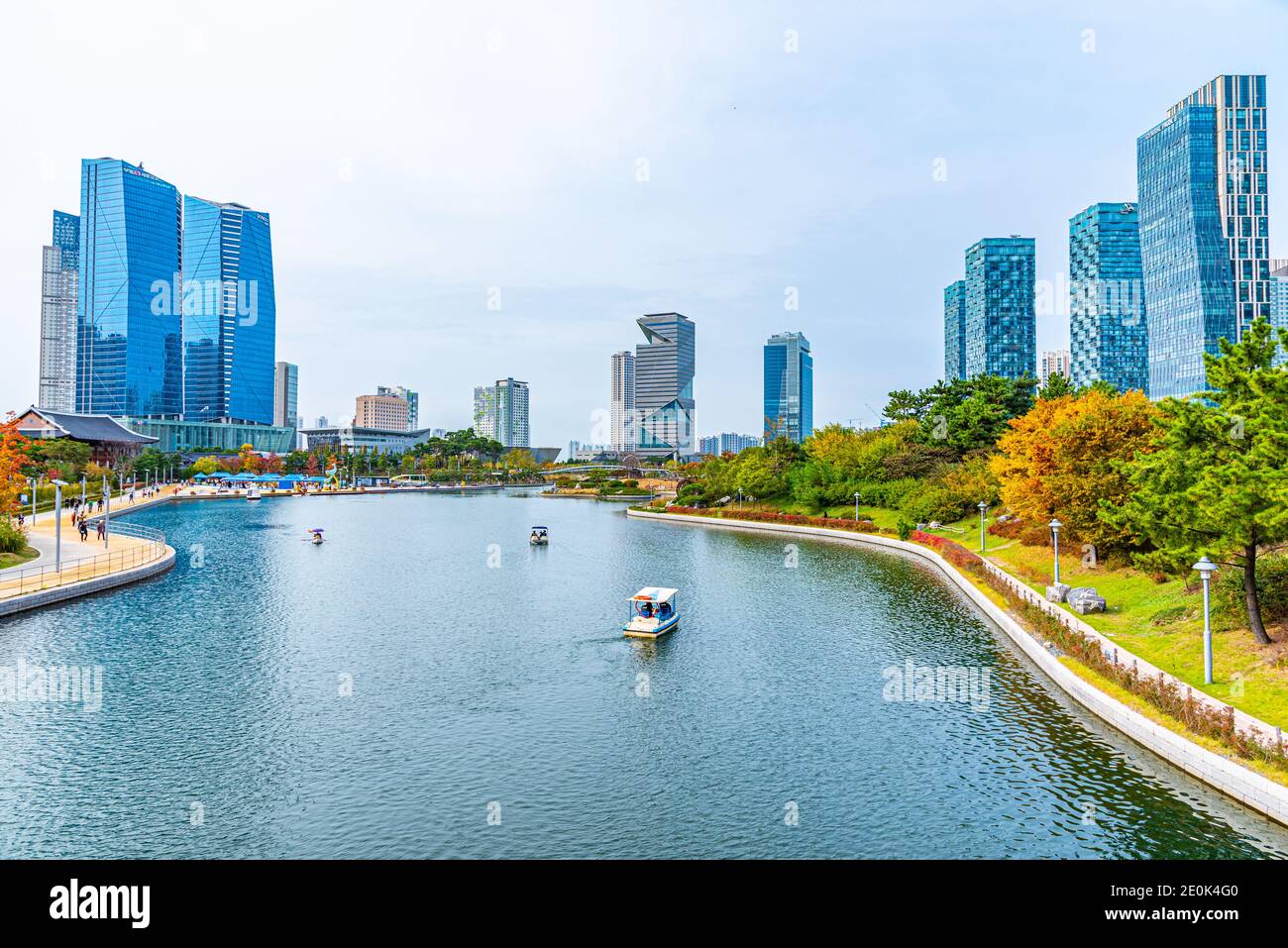 INCHEON, KOREA, OCTOBER 25, 2019: Skyscrapers surrounding Songdo ...