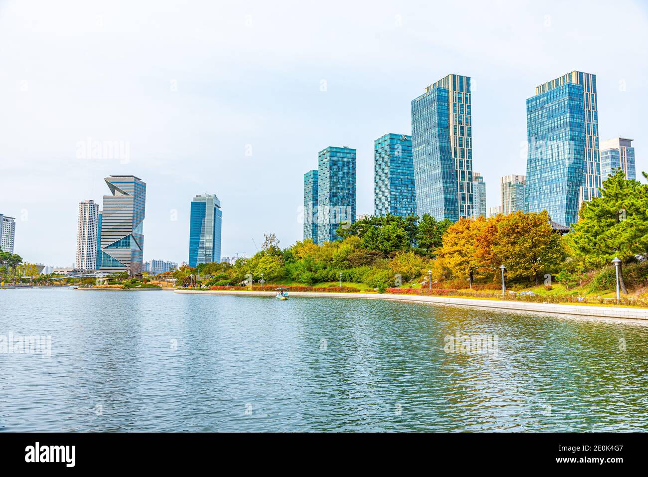 INCHEON, KOREA, OCTOBER 25, 2019: Skyscrapers surrounding Songdo ...
