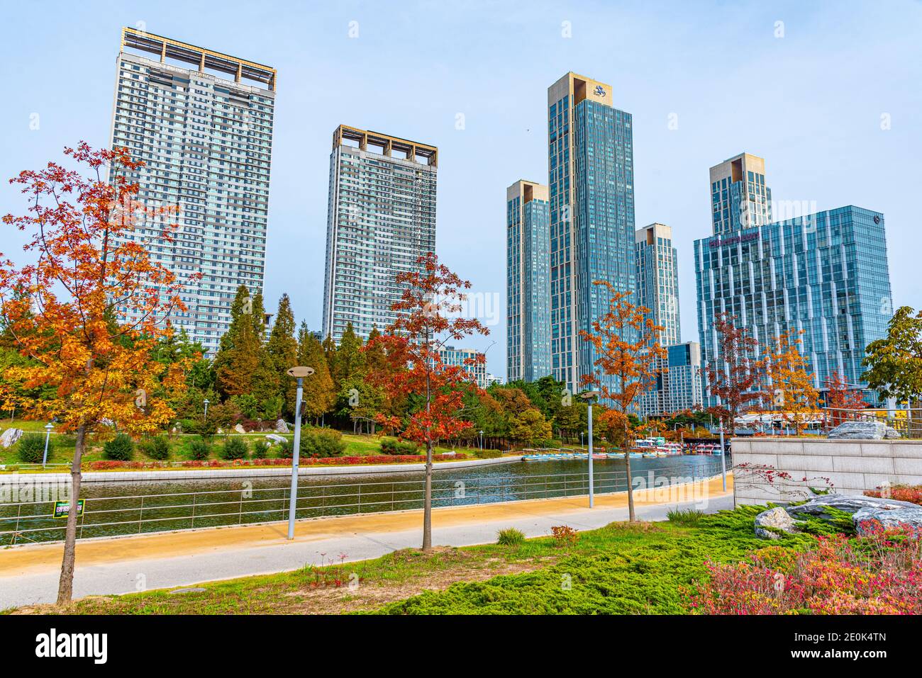 INCHEON, KOREA, OCTOBER 25, 2019: Skyscrapers surrounding Songdo ...