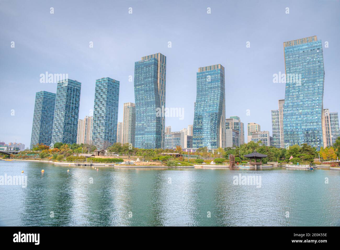 INCHEON, KOREA, OCTOBER 25, 2019: Skyscrapers surrounding Songdo ...