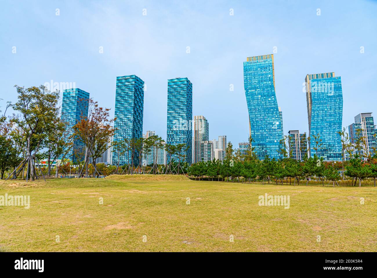 INCHEON, KOREA, OCTOBER 25, 2019: Skyscrapers surrounding Songdo ...