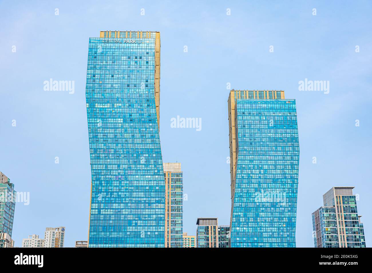 INCHEON, KOREA, OCTOBER 25, 2019: Skyscrapers surrounding Songdo ...