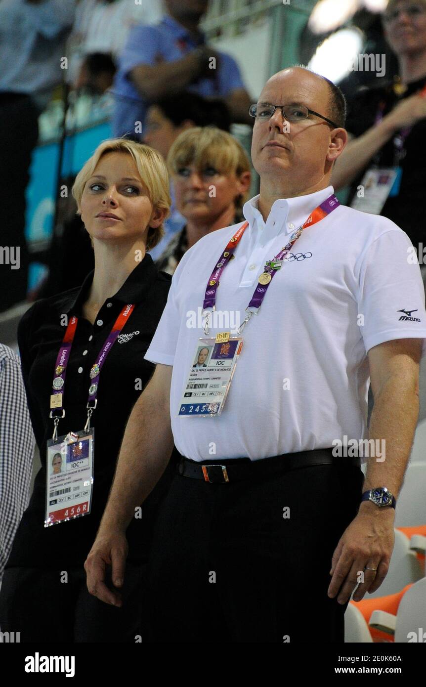 Prince Albert II and Princess Charlene of Monaco at the swimming race ...