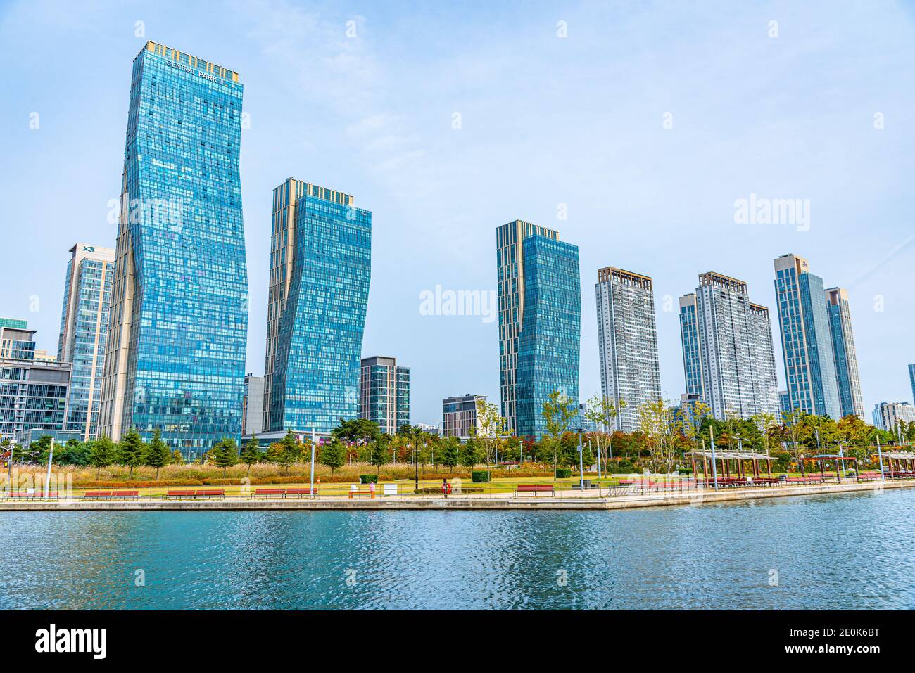 INCHEON, KOREA, OCTOBER 25, 2019: Skyscrapers surrounding Songdo ...