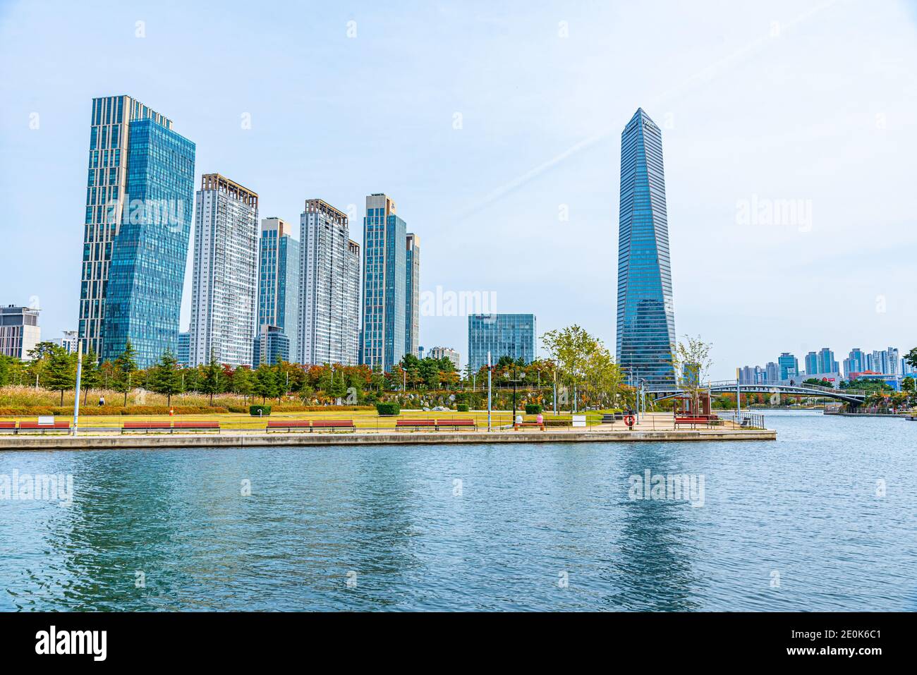 INCHEON, KOREA, OCTOBER 25, 2019: Skyscrapers surrounding Songdo ...