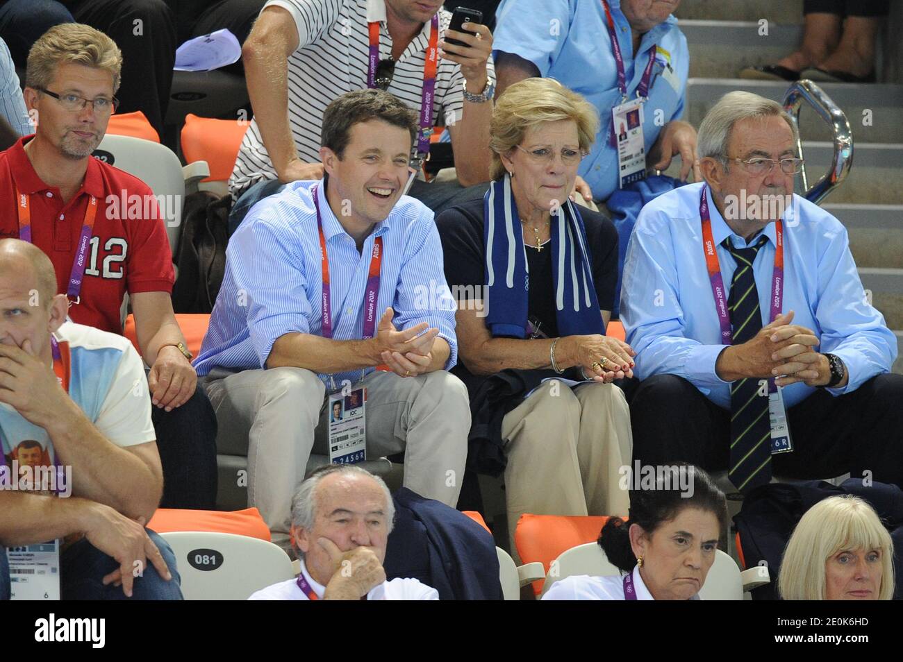 Crown Prince Frederik of Denmark during the Swimming event at the ...