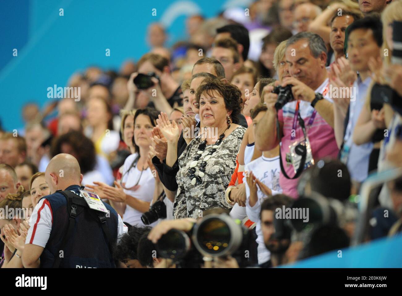Debbie Phelps mother of US' Michael Phelps during the Swimming event at ...