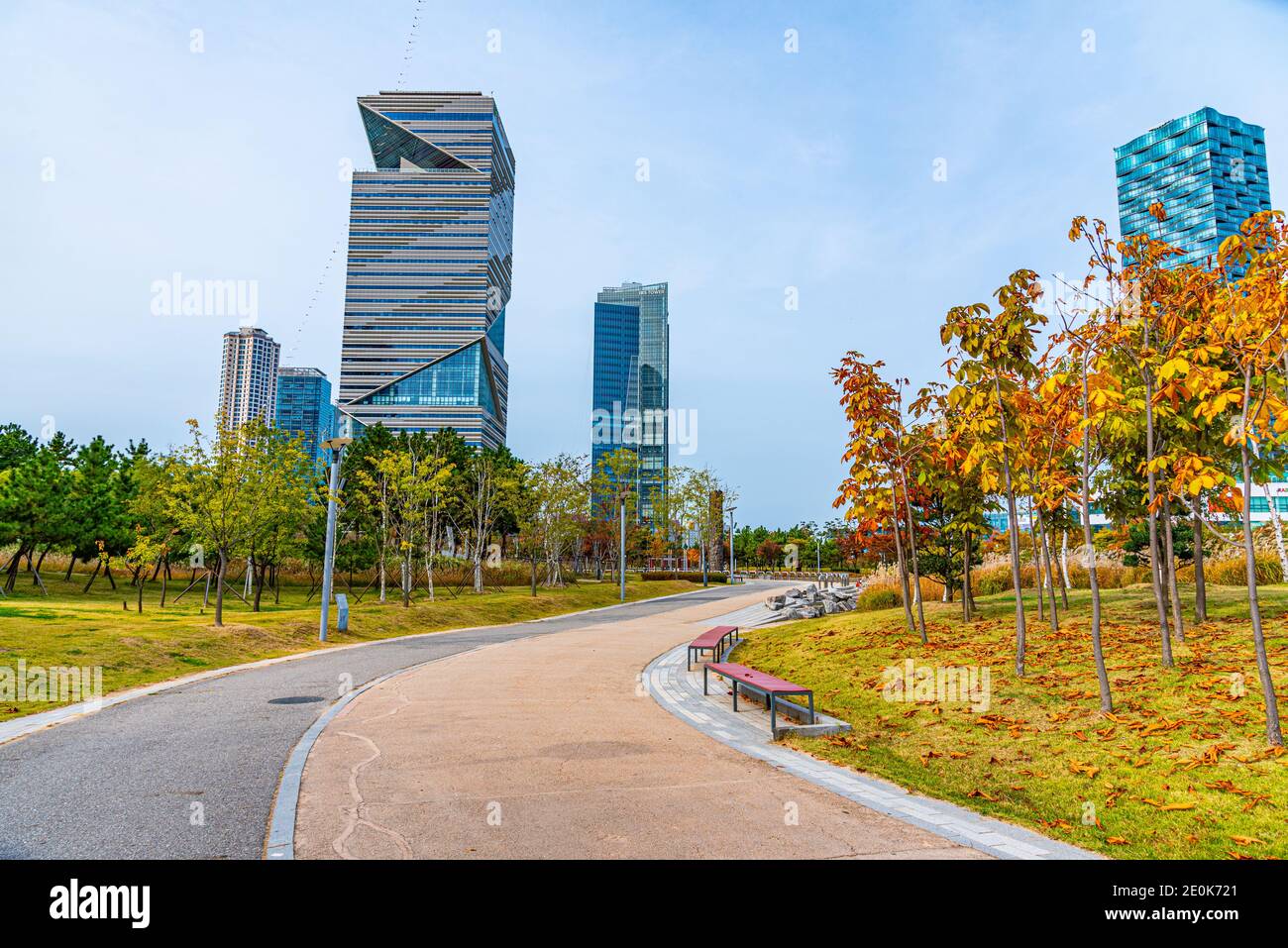INCHEON, KOREA, OCTOBER 25, 2019: G-Tower at Songdo Central park at ...