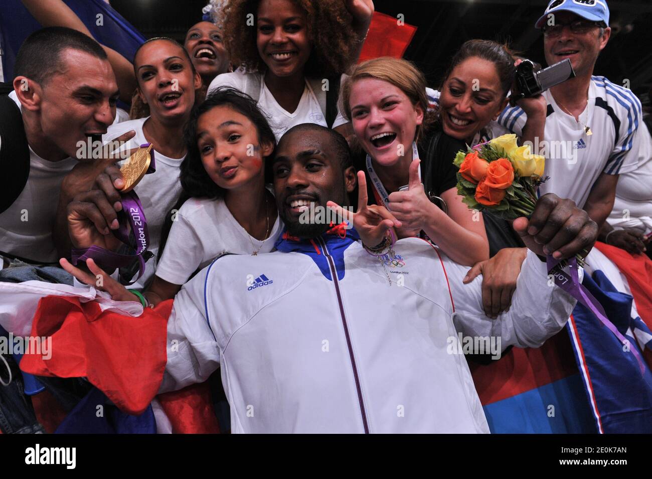 France's Teddy Riner celebrates with his Fans and Family after winning ...