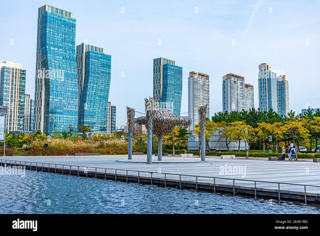 INCHEON, KOREA, OCTOBER 25, 2019: Skyscrapers surrounding Songdo ...