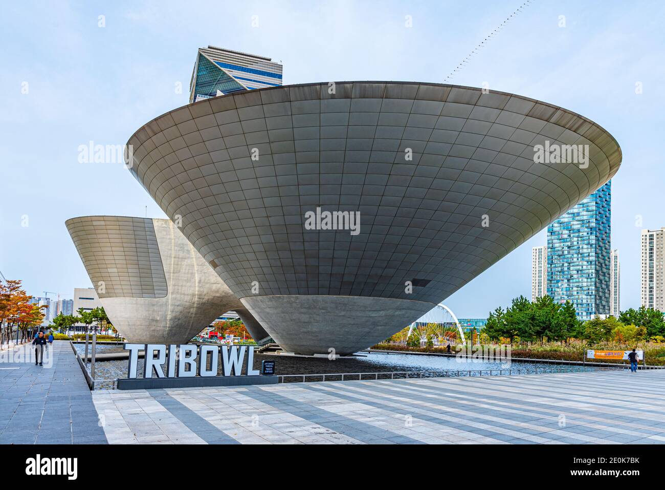 INCHEON, KOREA, OCTOBER 25, 2019: Tri-bowl cultural center at Central ...
