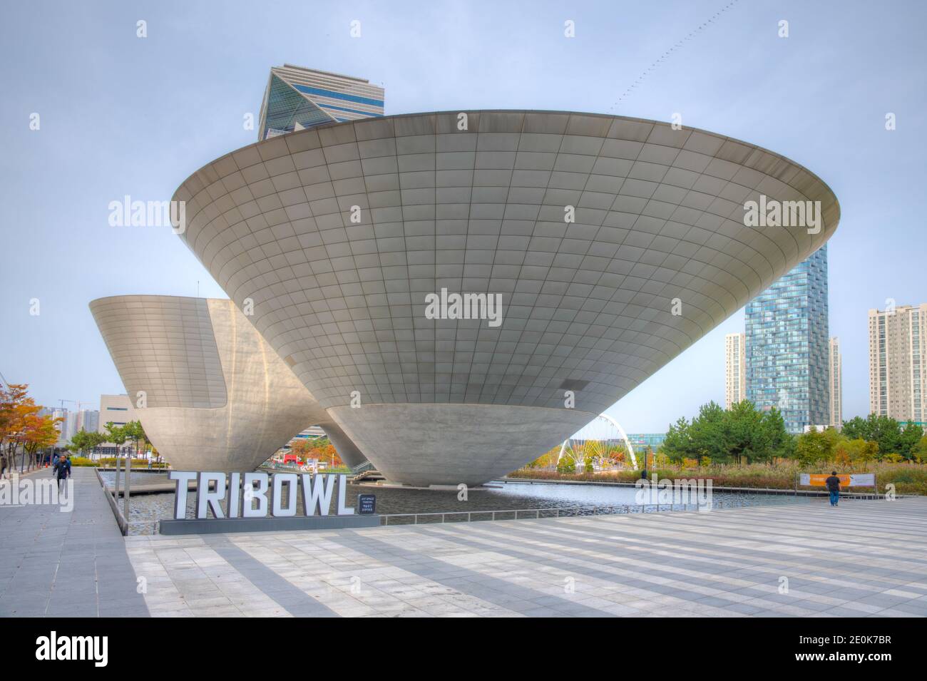 INCHEON, KOREA, OCTOBER 25, 2019: Tri-bowl cultural center at Central ...