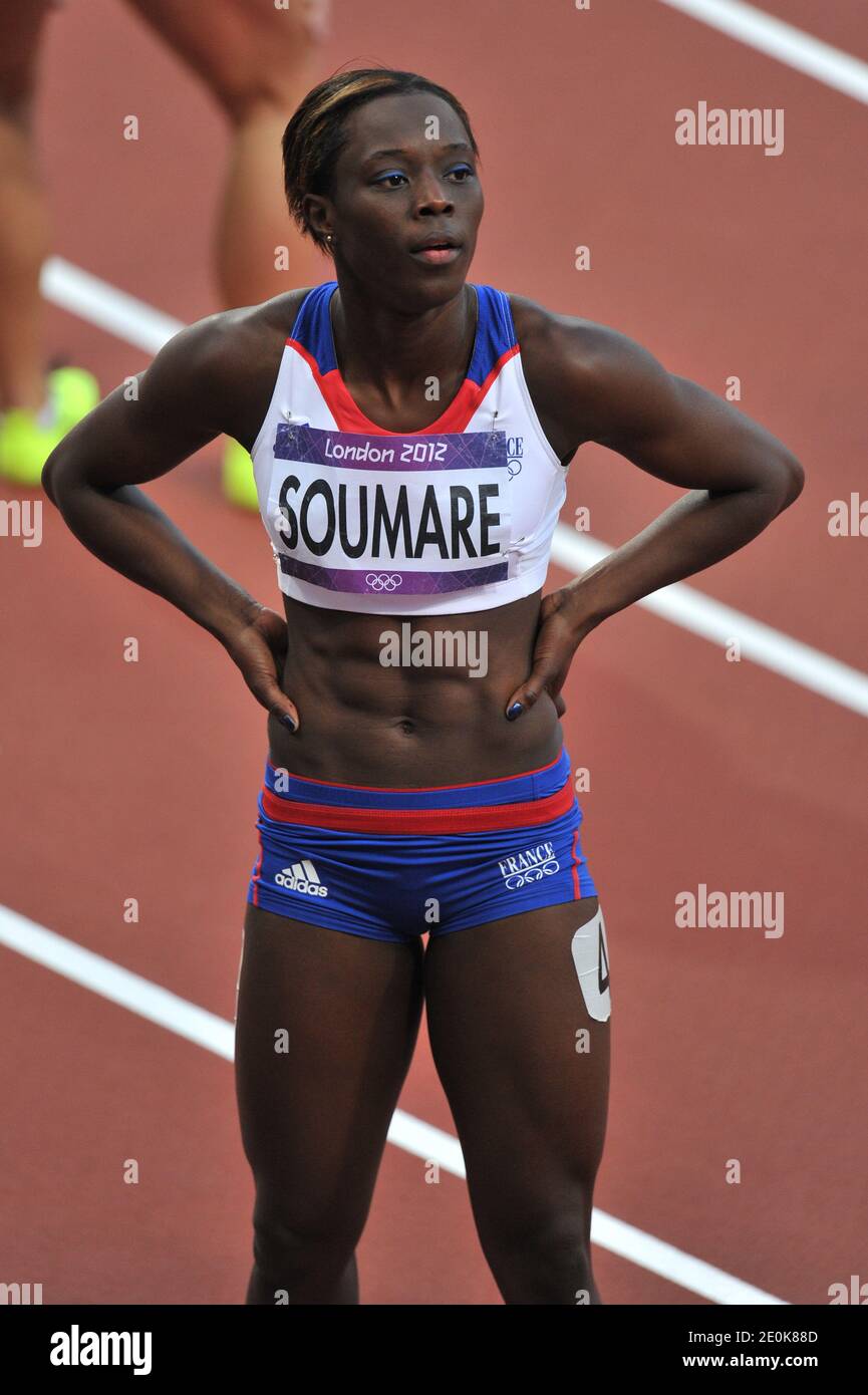 France's Myriam Soumare competes in the Women's 100m semifinal during ...