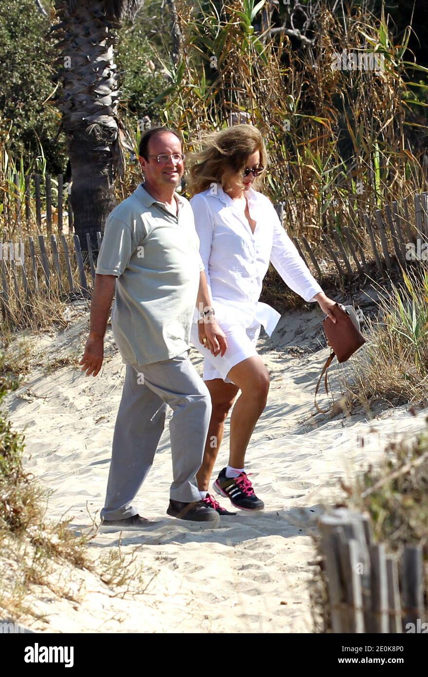 French President Francois Hollande and his partner Valerie Trierweiler ...