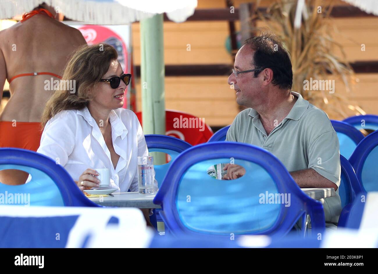 French President Francois Hollande and his partner Valerie Trierweiler ...