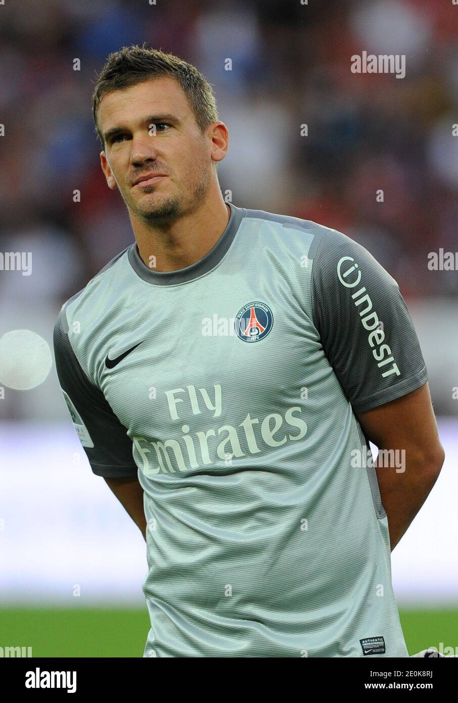 PSG's goalkeeper Nicolas Douchez prior to a friendly soccer match ...