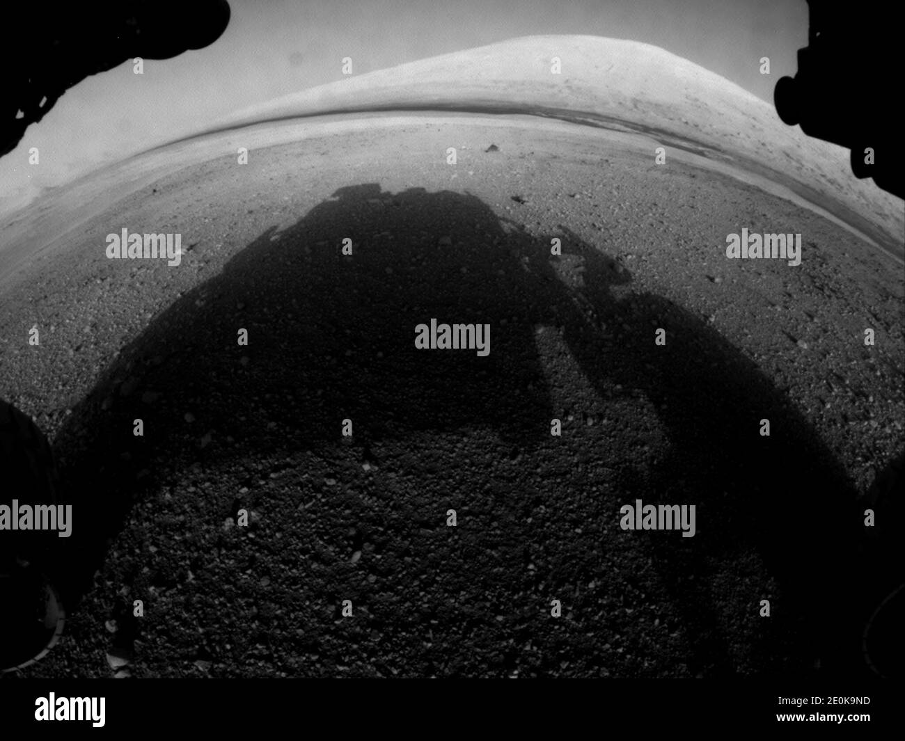 This image shows one of the first views from NASA's Curiosity rover ...